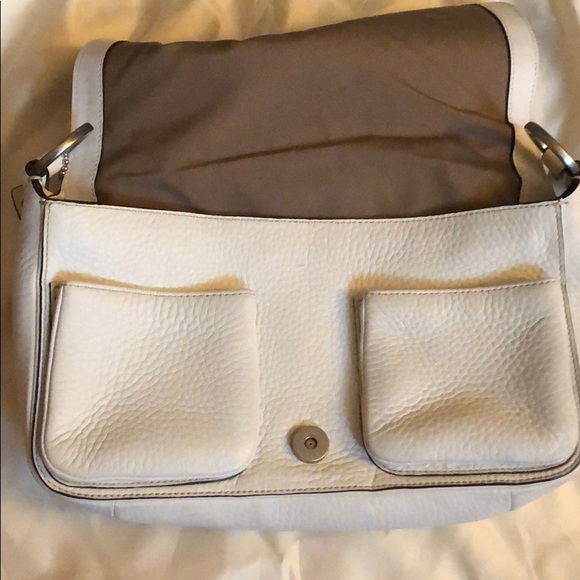 Coach | Bags | Coach White And Silver Pebbled Leather Bag | Poshmark